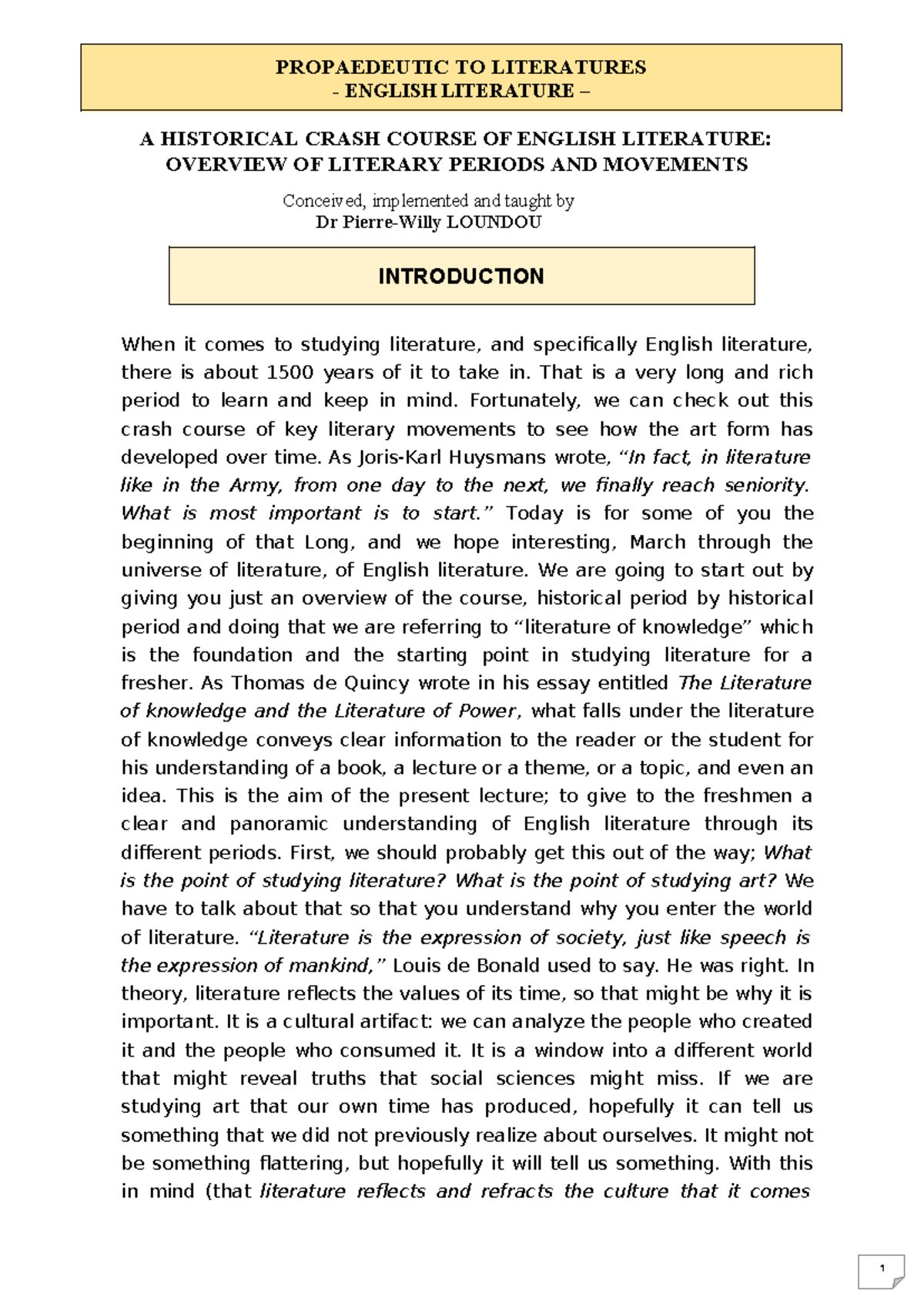 ENG 101: Overview of Key Literary Periods and Movements - Studocu