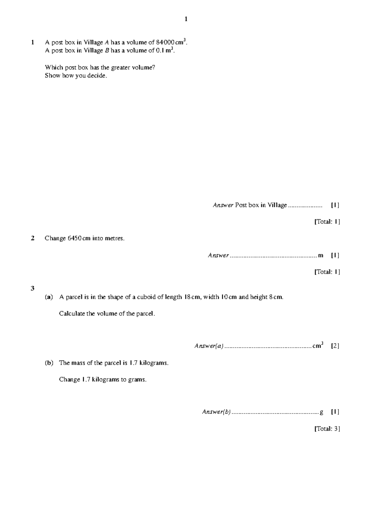 Unit Conversion Practice & Volume Calculations for Course 1.3 - Studocu