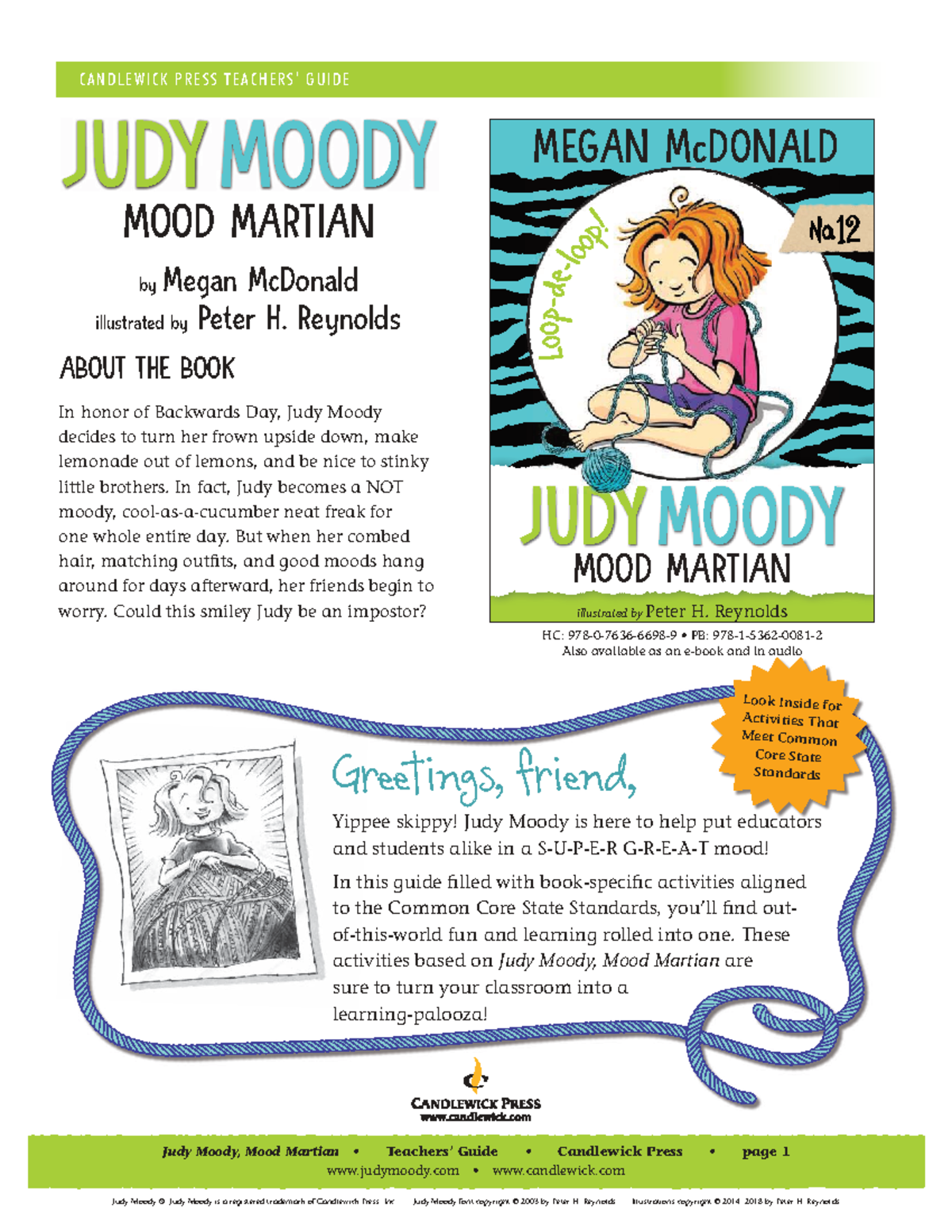 Judy Moody 12 Teachers Guide: Activities & Common Core Connections ...