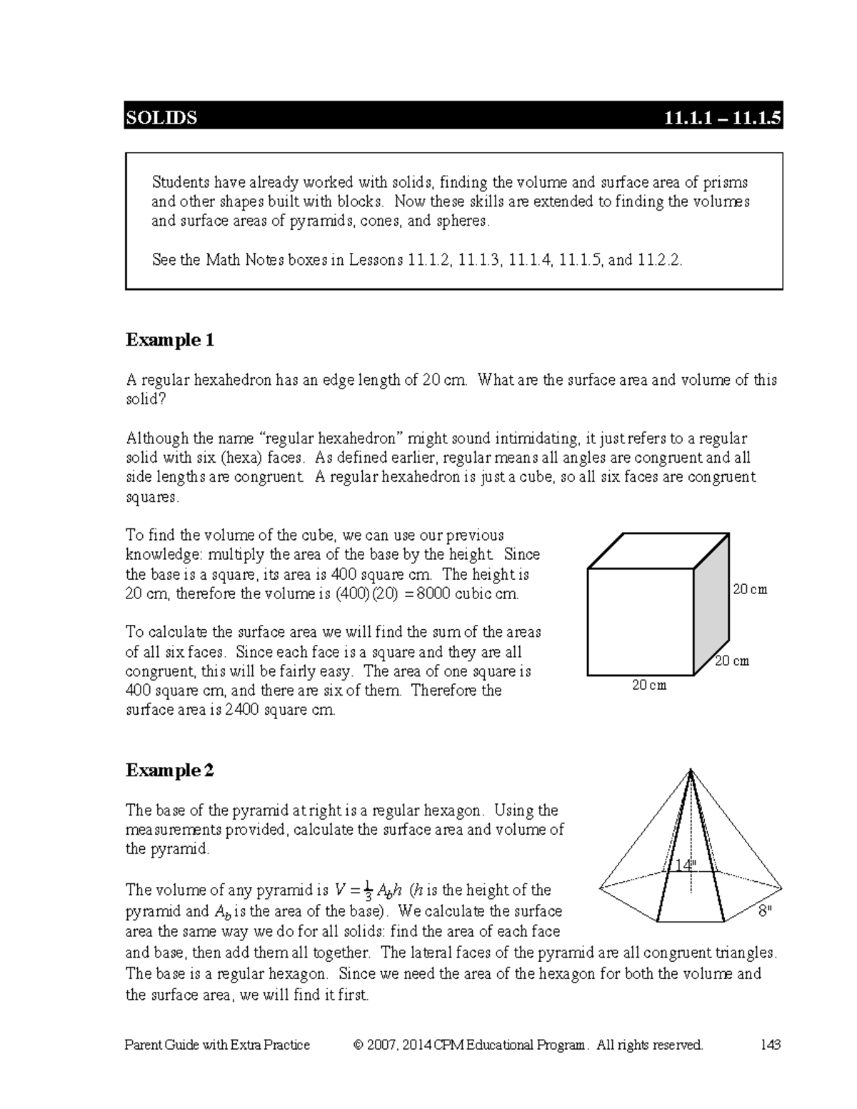 Geometry Exam: Surface Area & Volume of Solids (Course Code: 11.1 ...