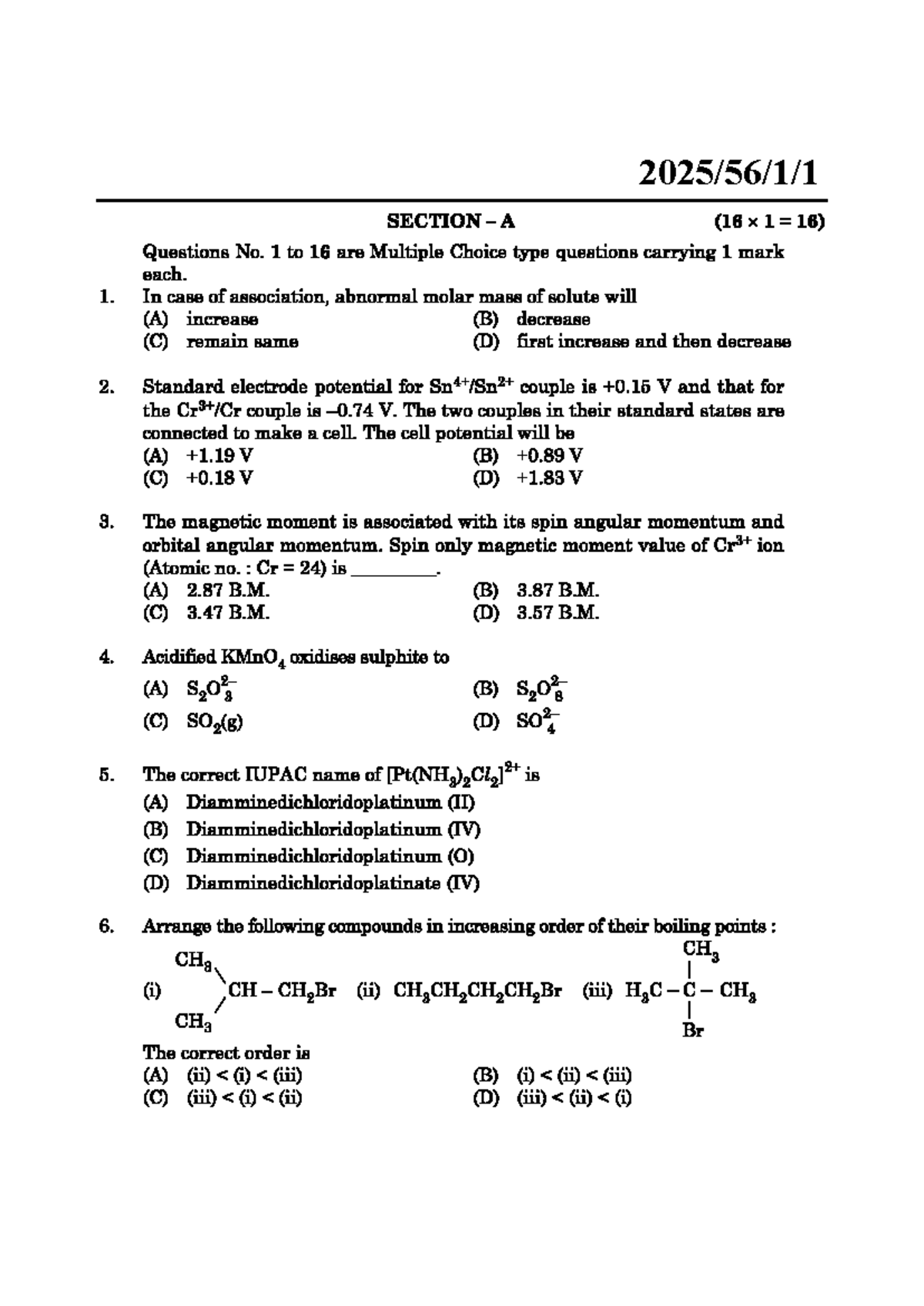 2025 CHEM PYQ QB - Practice Questions and Answers - Studocu