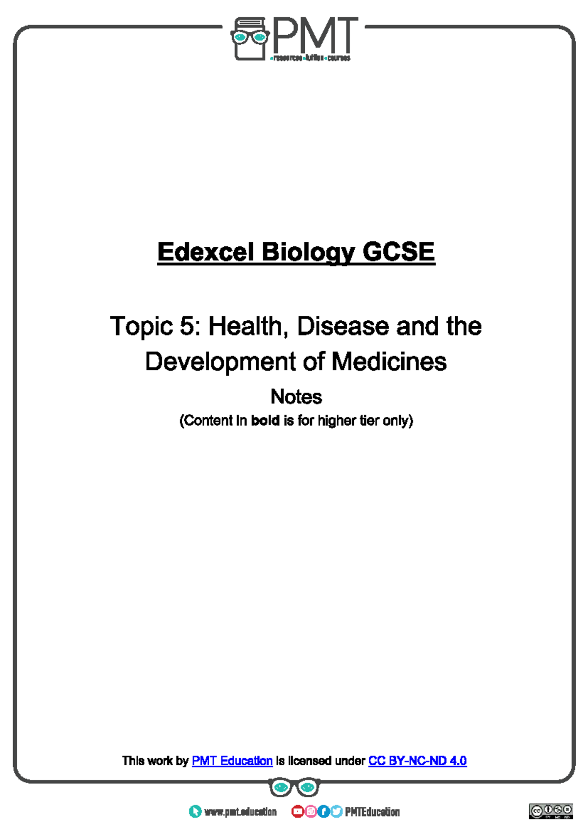 Edexcel Biology GCSE Topic 5: Health, Disease & Medicines Notes - Studocu