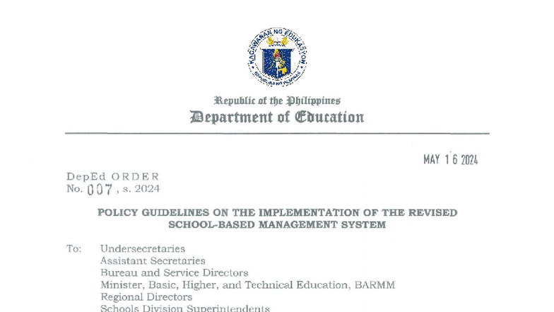 DO s2024 007-SBM-2024: Comprehensive SBM Checklist for School ...