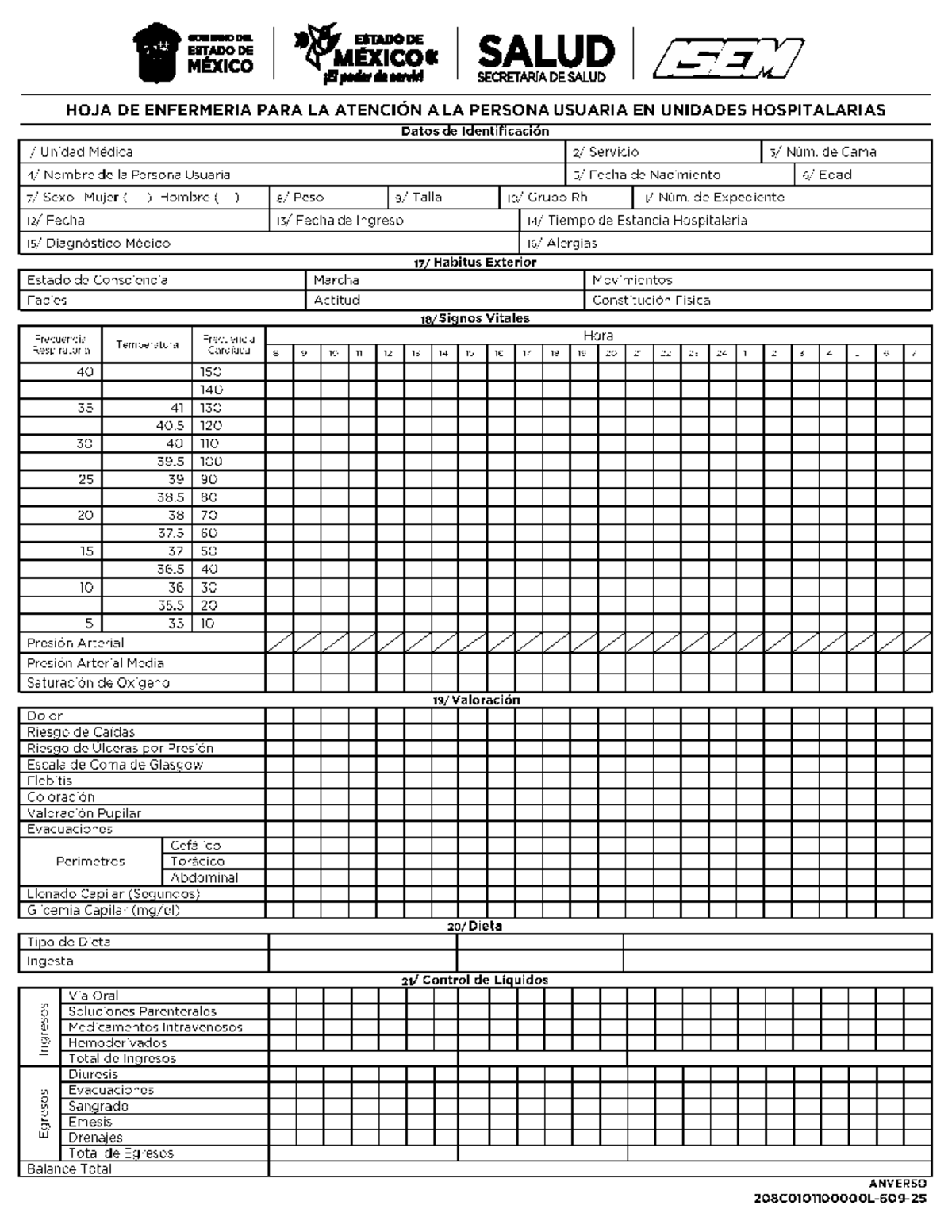 Hoja de Enfermería ISEM: Atención a la Persona Usuaria en Hospitales ...