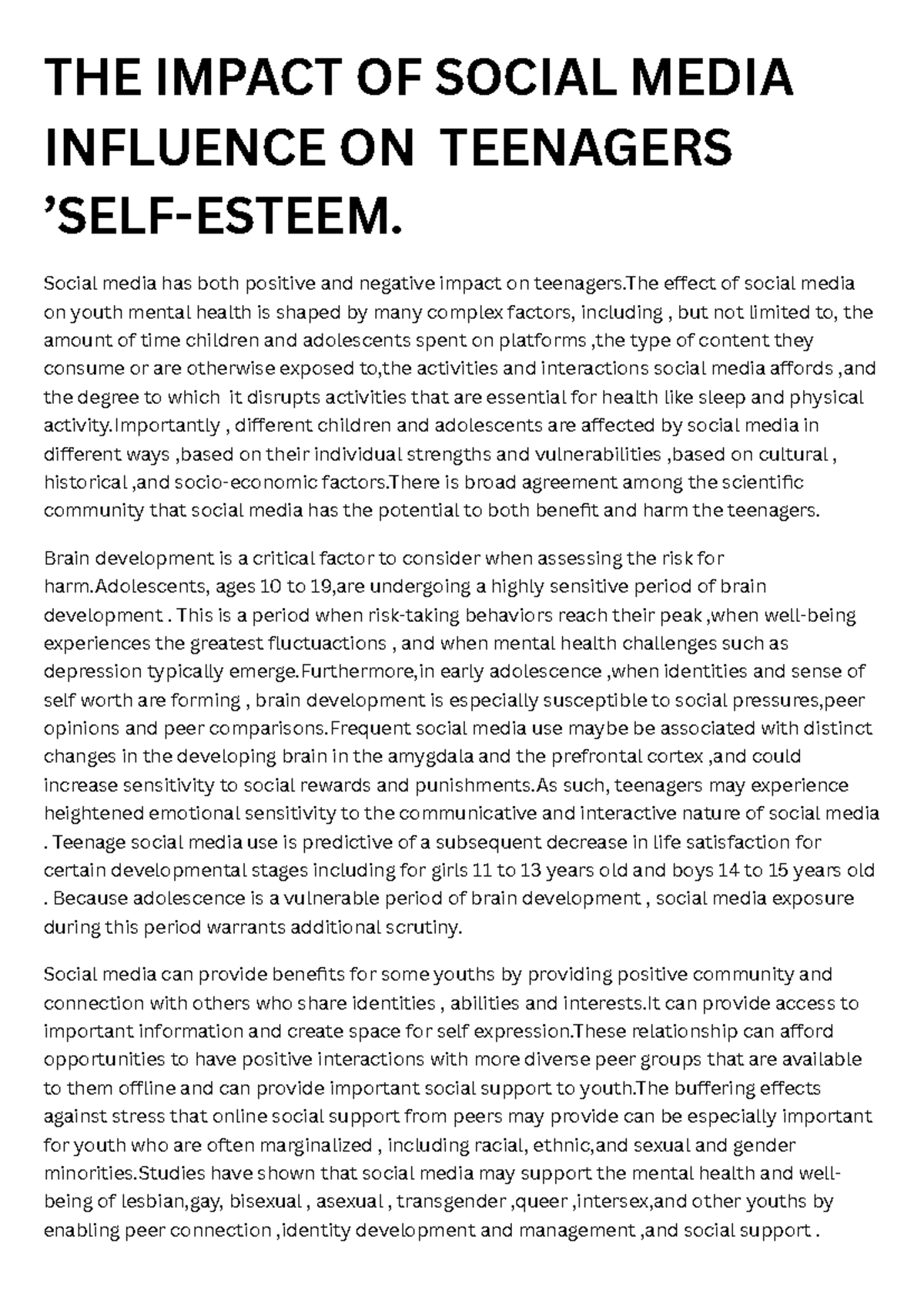 The Impact of Social Media on Teenagers' Mental Health (20251212) - Studocu