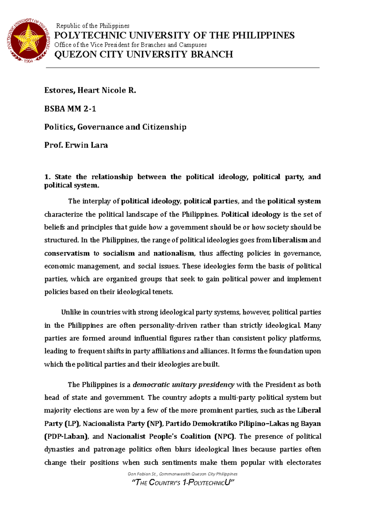 Estores-Essay - Essay for accomplishing an assignment. - Republic of ...