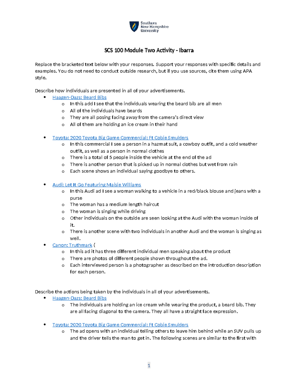 SCS 100 Module Two Activity - Support your responses with specific ...