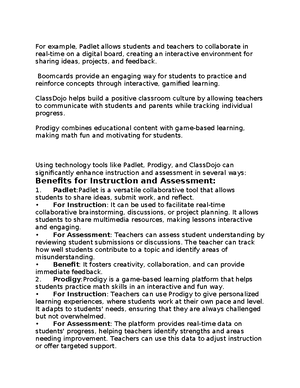 Technology Tools Chart Five Additional Tools and Reflection Template ...