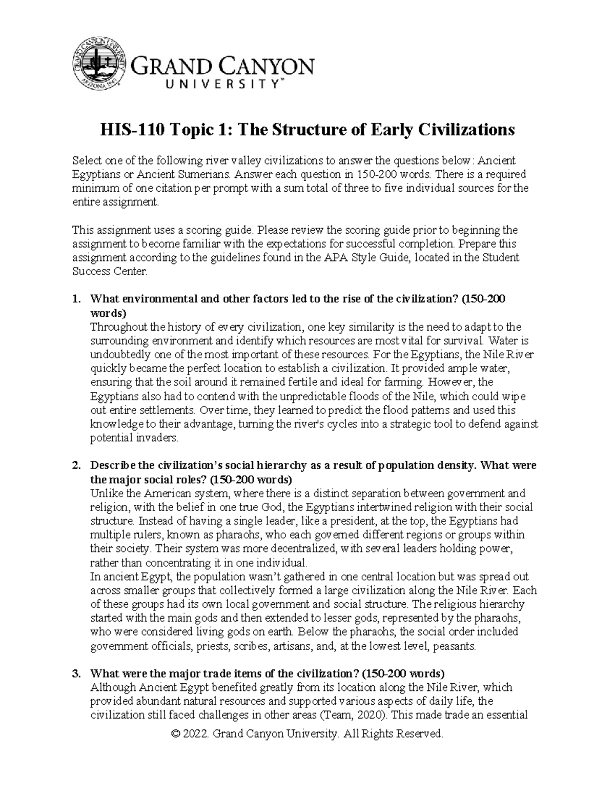 Structure Early Civilizations - HIS-110 Topic 1: The Structure of Early ...