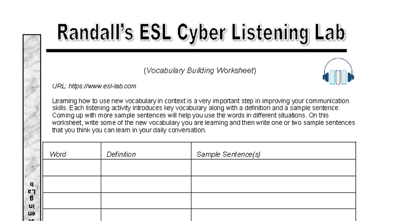 ESL 101: Vocabulary Building Worksheet for Communication Skills - Studocu
