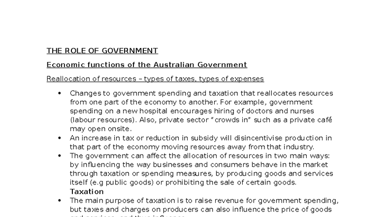 ECO101: The Role of Government in Resource Allocation and Taxation ...
