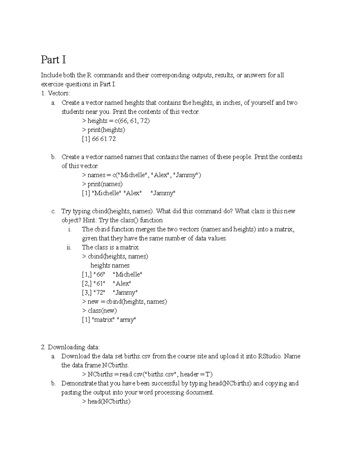 Stats 10 Lab 1: Analyzing Vectors, Data, and Distributions in R - Studocu