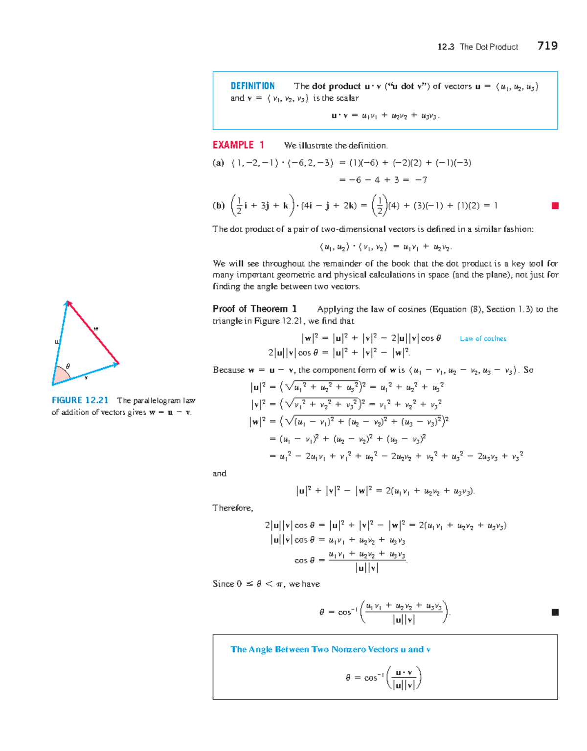 12.3 Dot Product in Vectors - Thomas Calculus (Pages 733-734) - Studocu