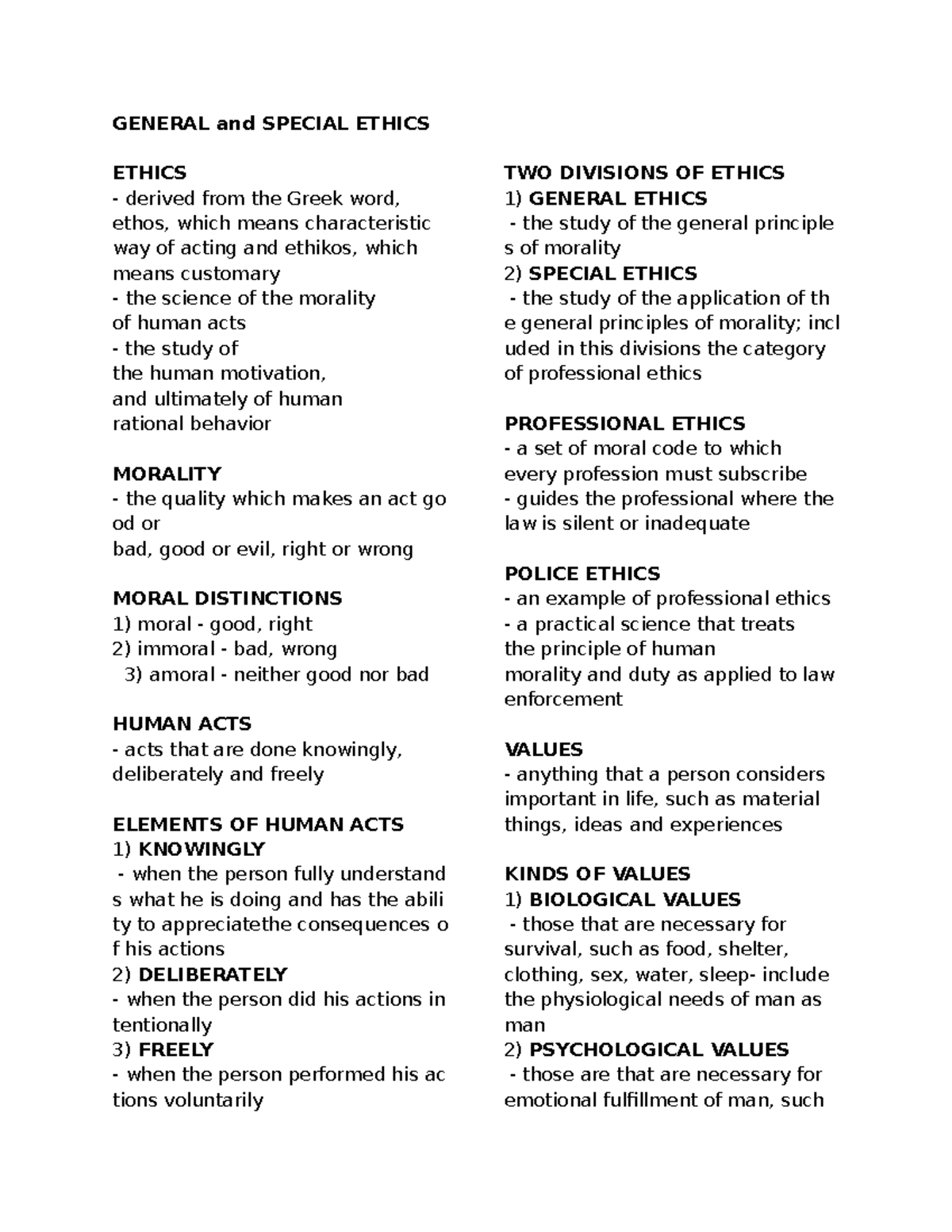 Ethics Module: General and Special Ethics Overview - Studocu