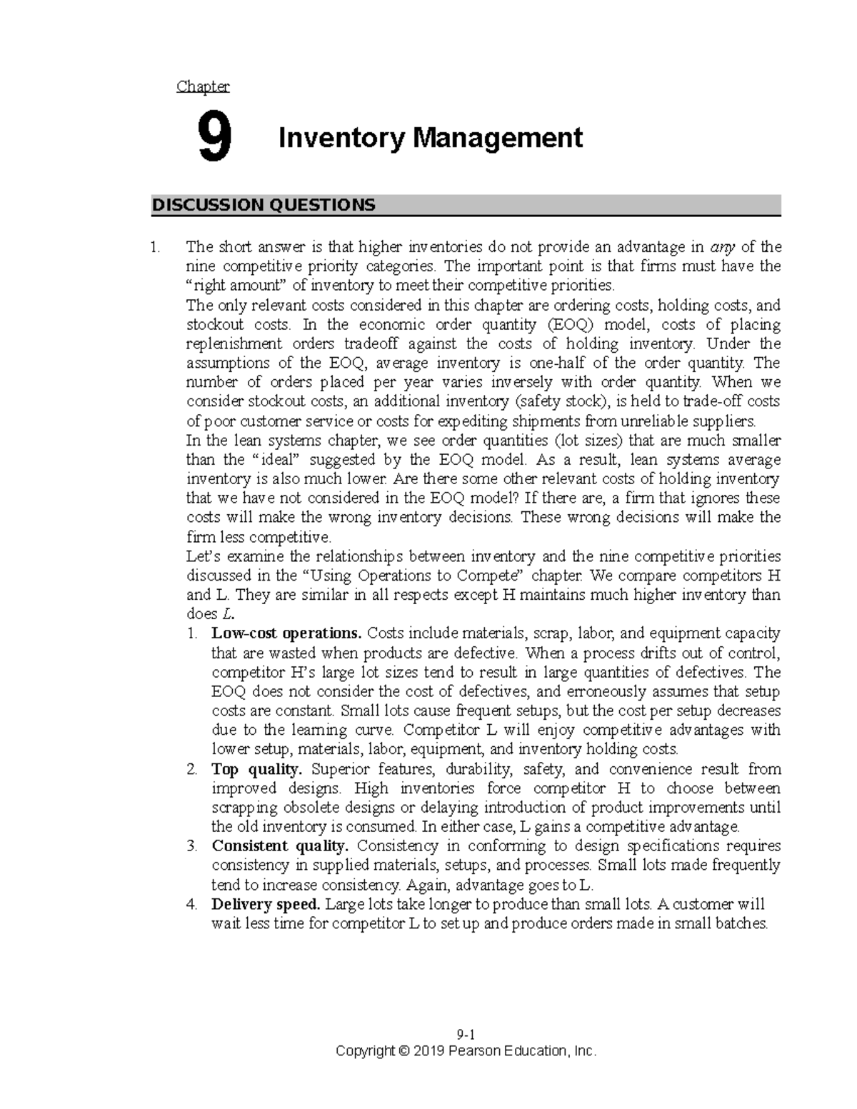 Krajewski OM12 Chapter 9: Insights on Inventory Management - Studeersnel