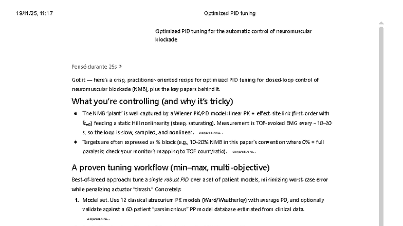 11:17 Optimized PID Tuning for Neuromuscular Blockade Control - Studocu