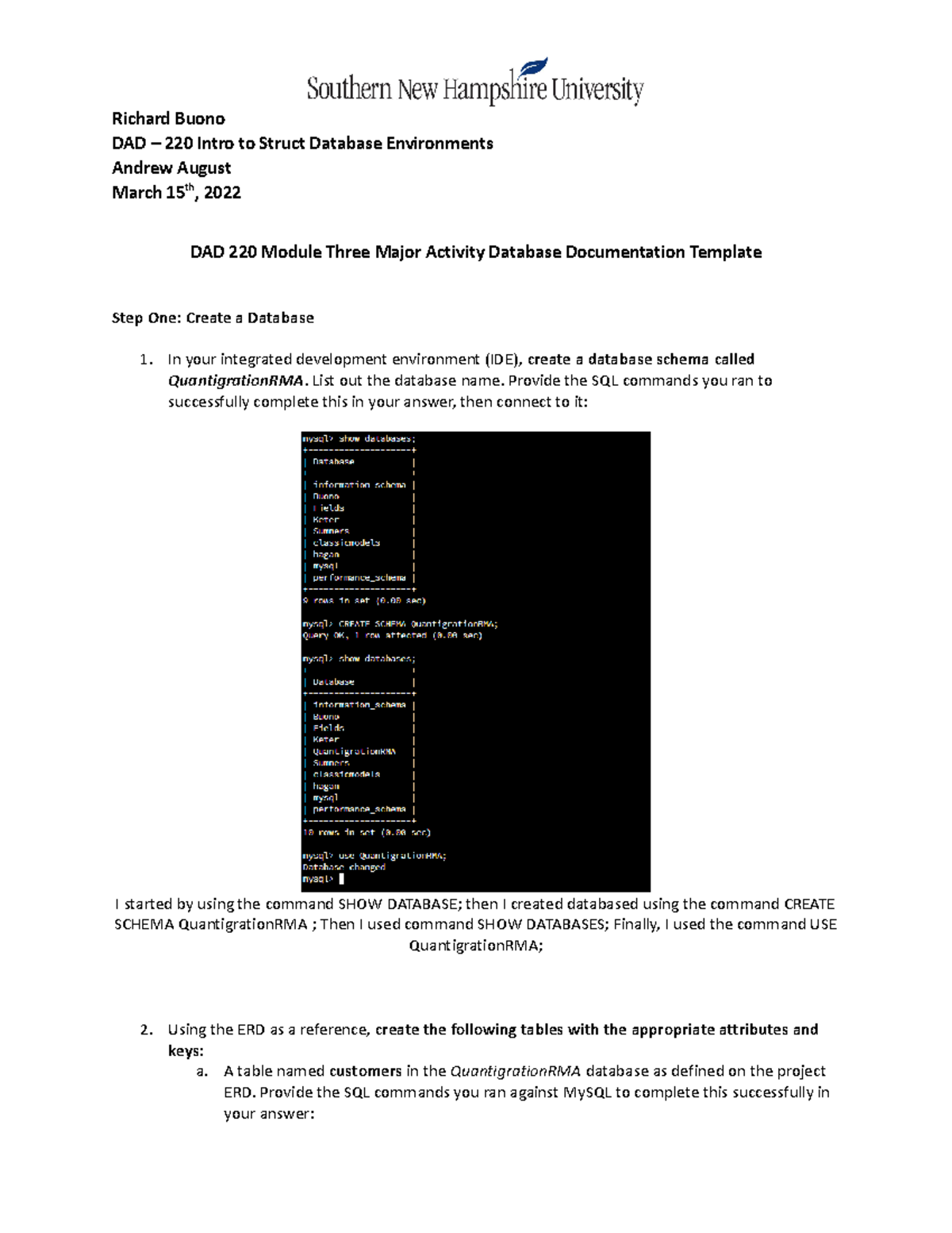 3-3 Major Activity - Create a Database - Richard Buono DAD – 220 Intro ...