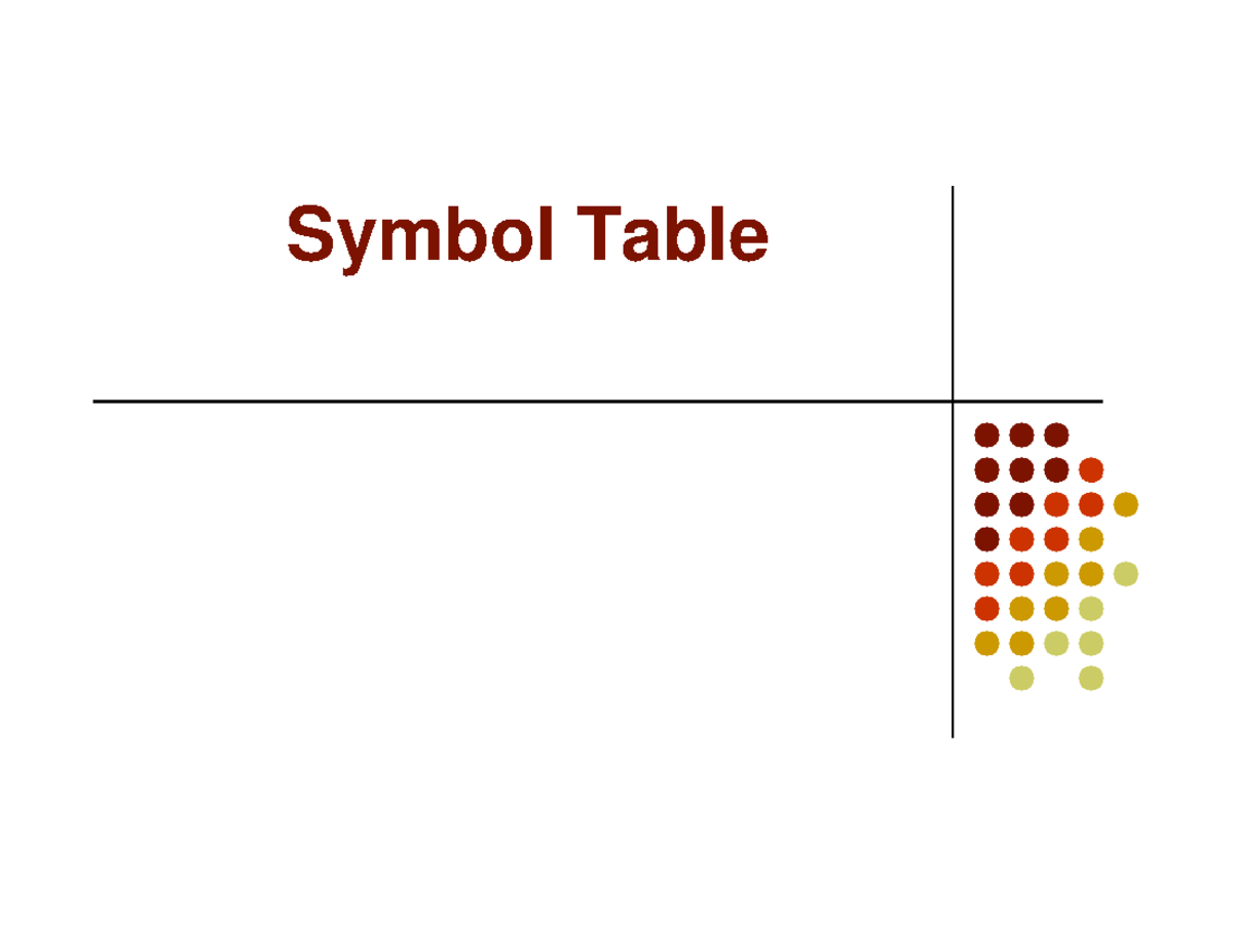 Symbol Table Overview for Compiler - CS101 Lecture Notes - Studocu