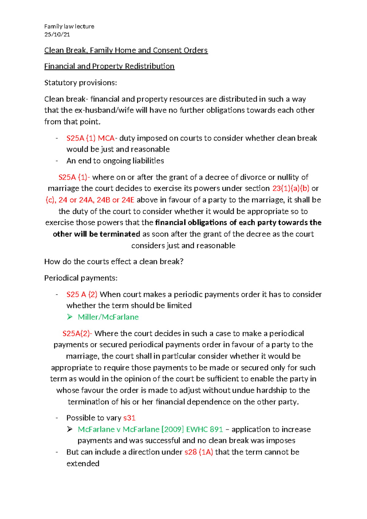 Clean Break, family homes and consent orders 25-10 - 25/10/ Clean Break ...
