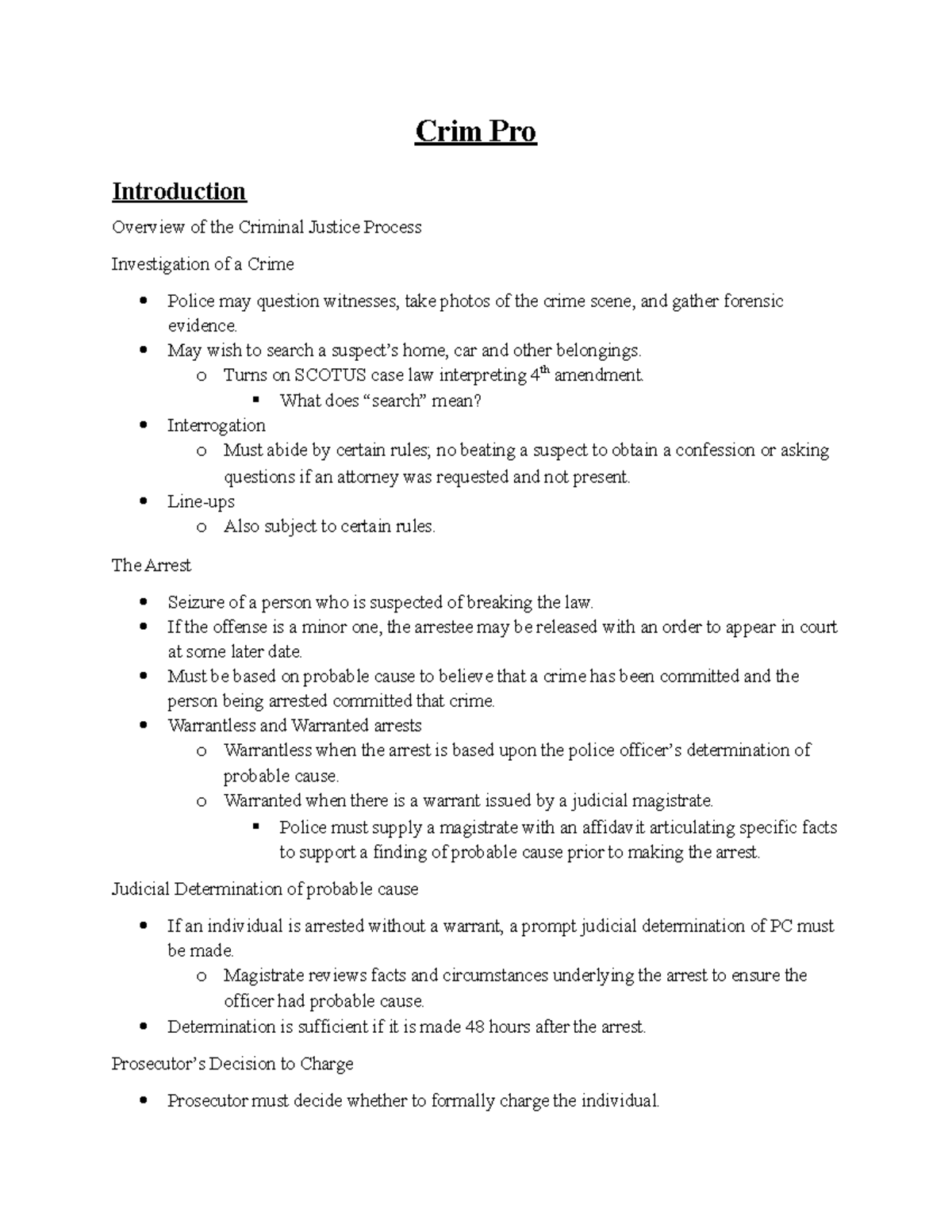 Crim Pro 101: Overview of the Criminal Justice Process & 4th Amendment ...