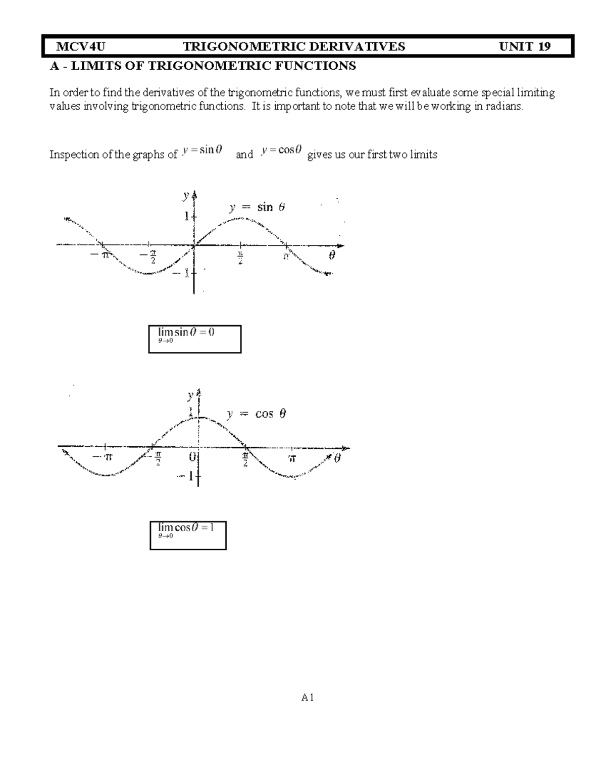 MCV4U Trigonometric Derivatives: C Derivatives of Other Functions - Studocu