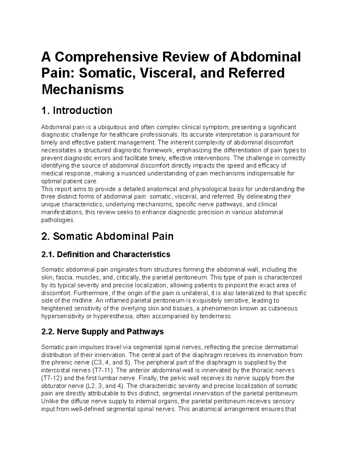 Abdominal Pain Types and Diagnosis: A Comprehensive Review - Studocu