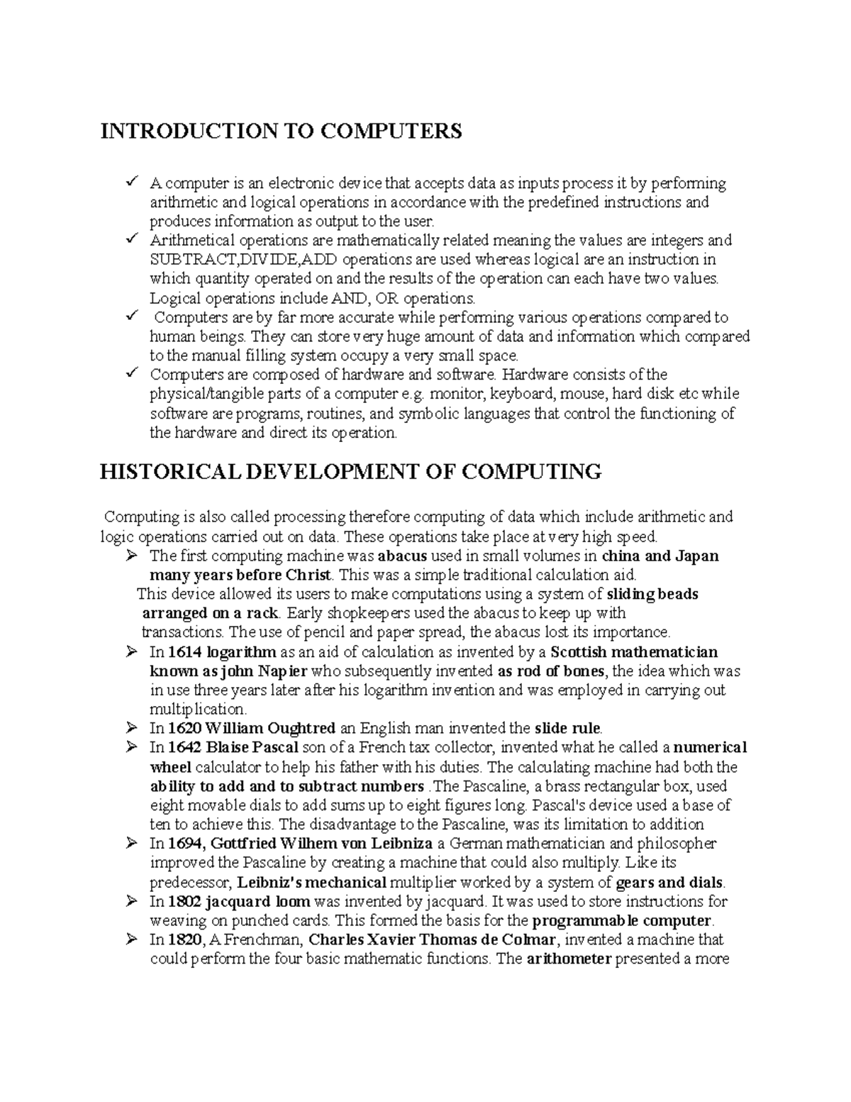 Chapter 1- Introduction TO Computers Notes for university students ...