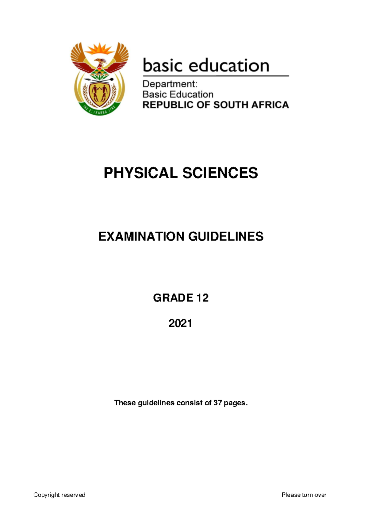 Physical Sciences Gr 12 Exam Guidelines 2021 - Studocu