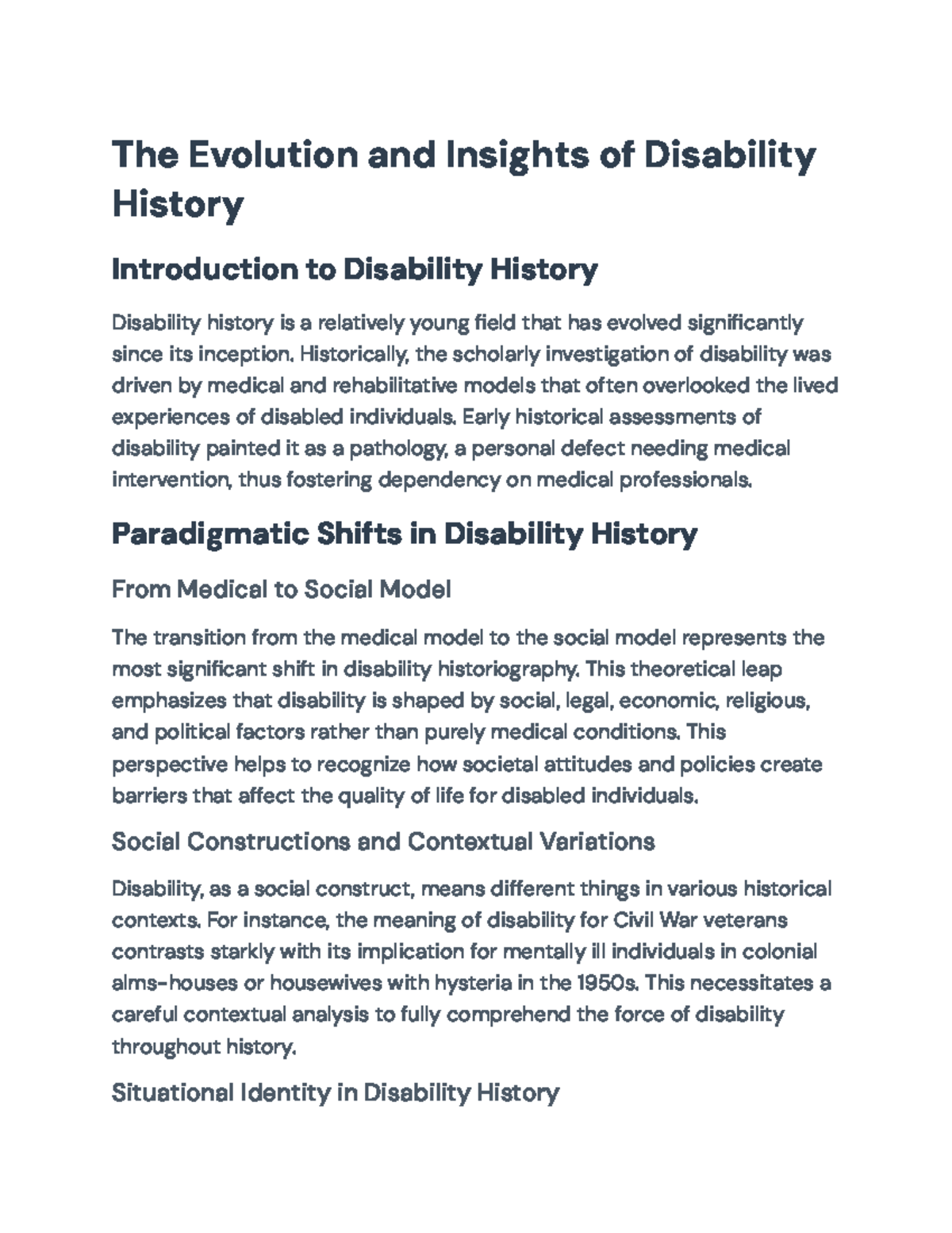 Disability History: Evolving Perspectives and Key Thematic Insights ...