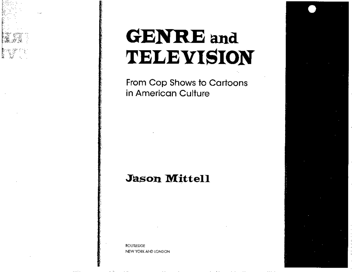 GENRE and TELEVISION: Analyzing American Culture Through Animation and ...