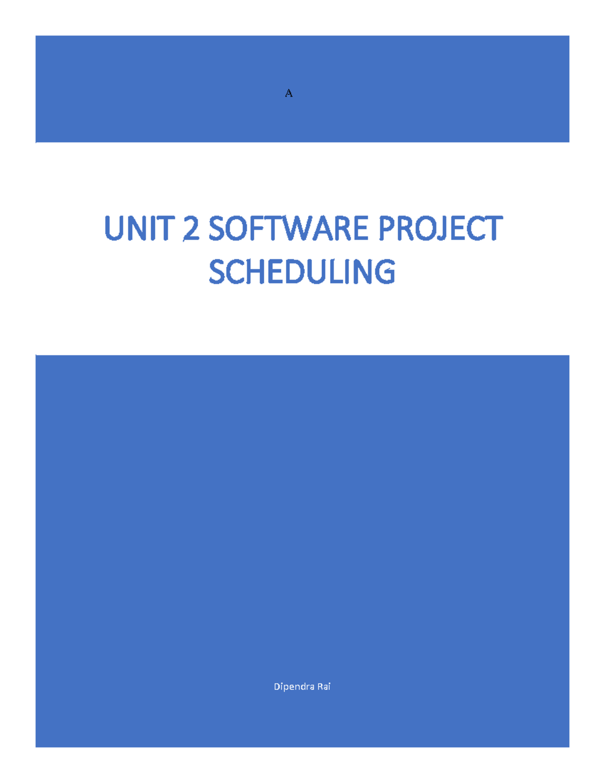 Unit 2 Software Project Scheduling Overview and Techniques - Studocu