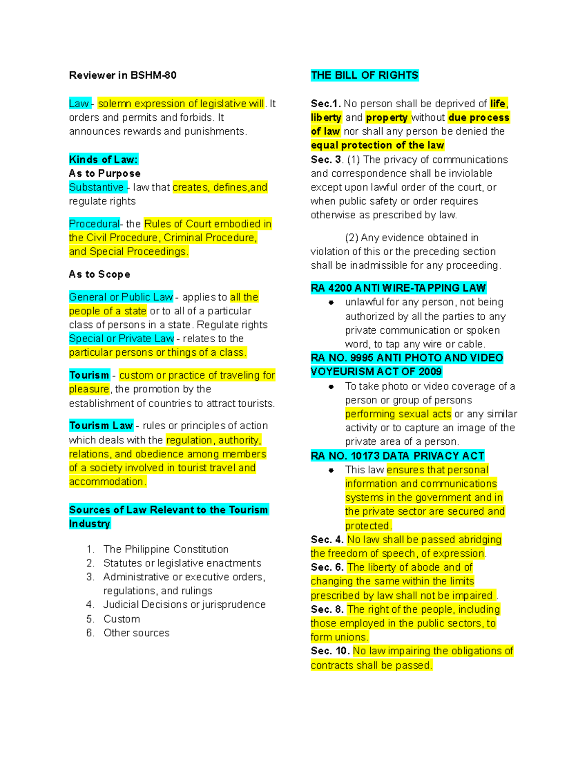 BSHM 80 Reviewer Notes: Fundamental Laws and Partnerships Explained ...