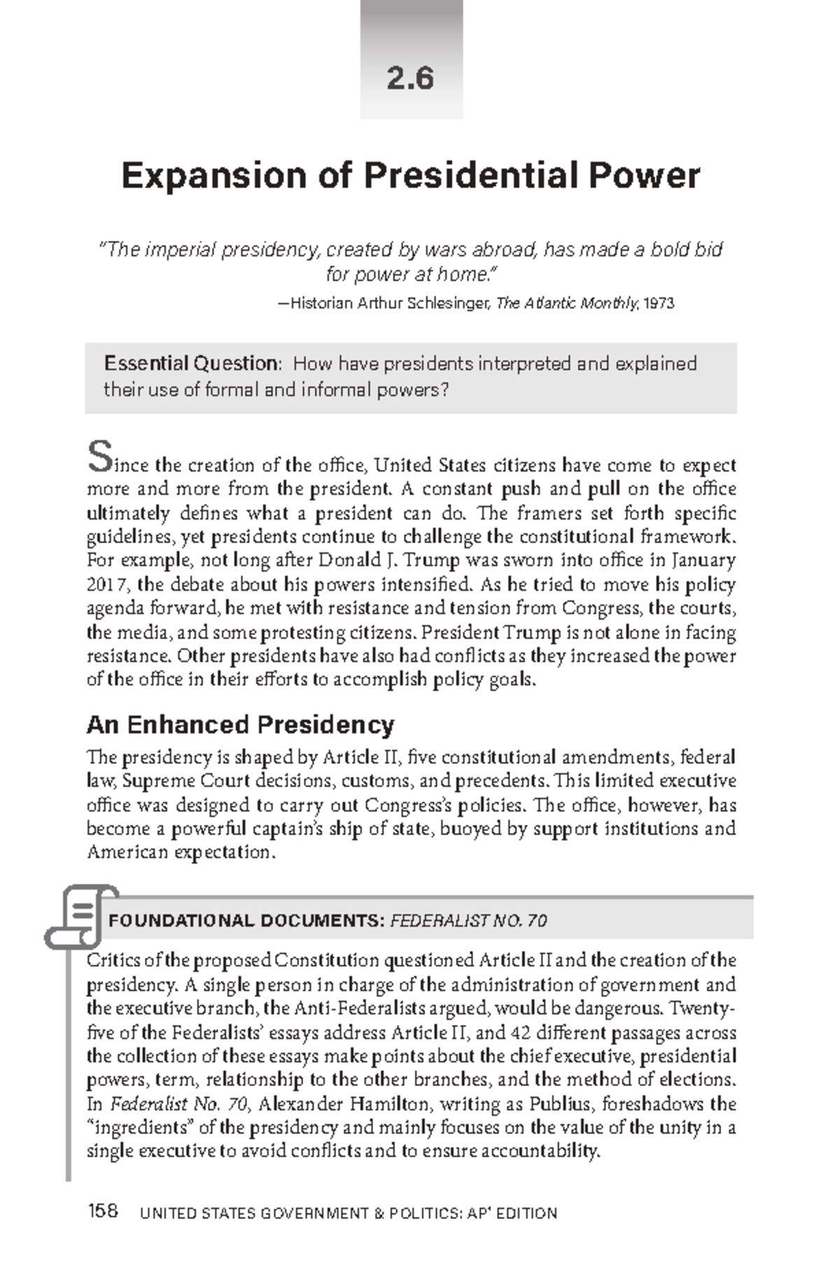 Foundational Docs: Analyzing Federalist No. 70 & Presidential Power ...