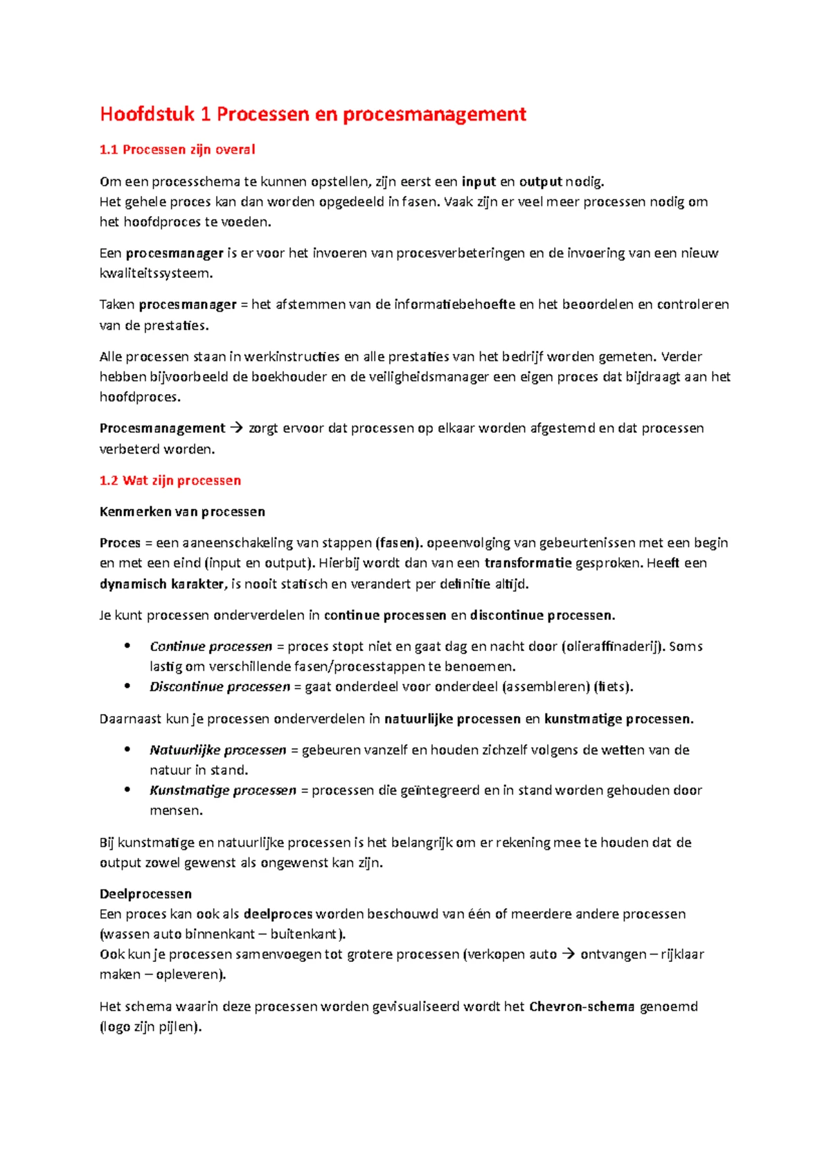 Procesmanagement H 1-2-3-4-5-6 - Hoofdstuk 1 Processen en ...