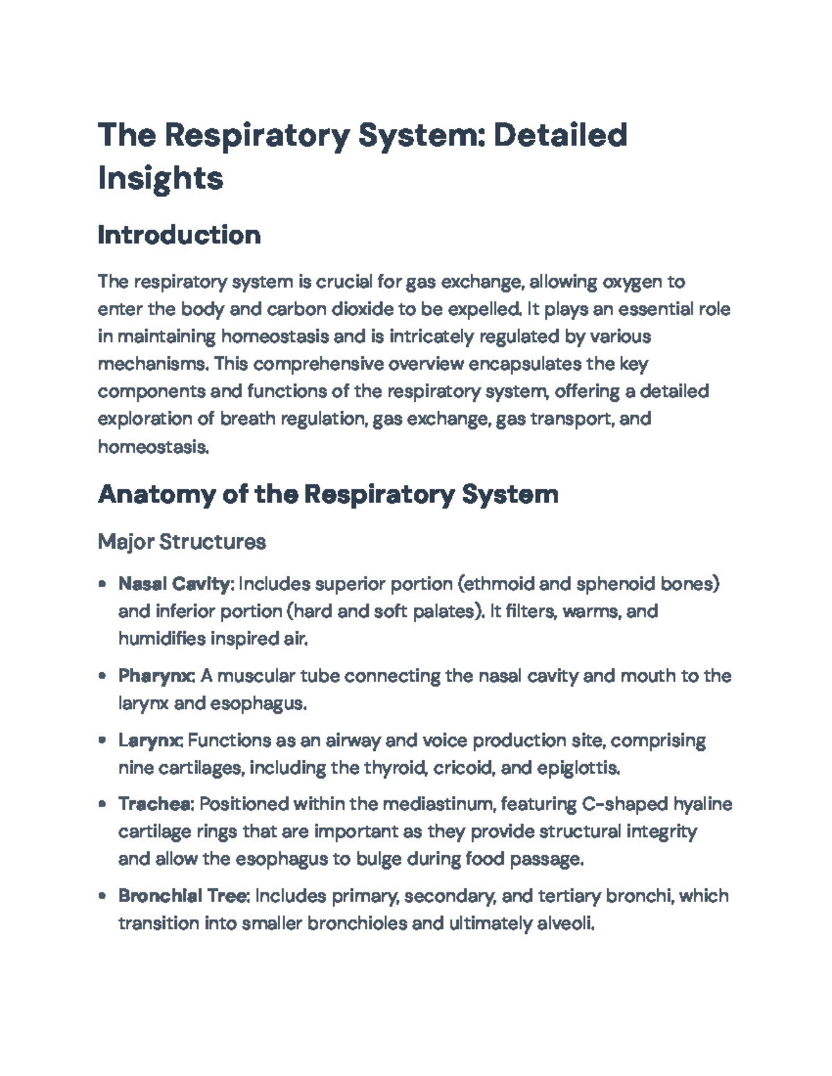 The Respiratory System: Anatomy, Mechanisms, and Homeostasis Overview ...
