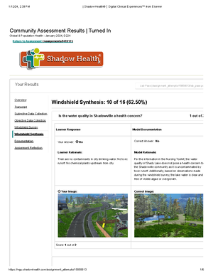 Shadow Health Welcome to shadowville - 8/27/23, 7:45 PM | Shadow Health ...