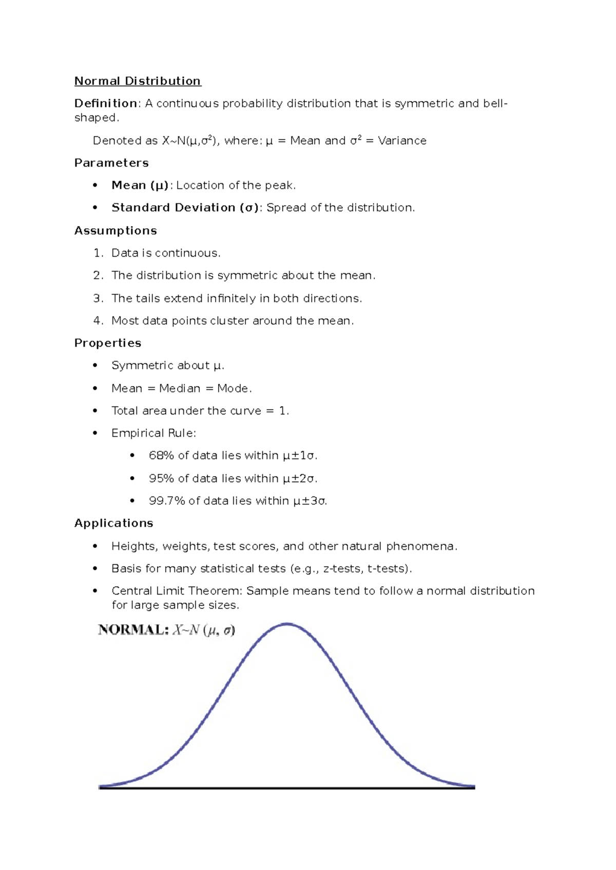 Statistics Cheat Sheet: Normal & Poisson Distributions Overview - Studocu