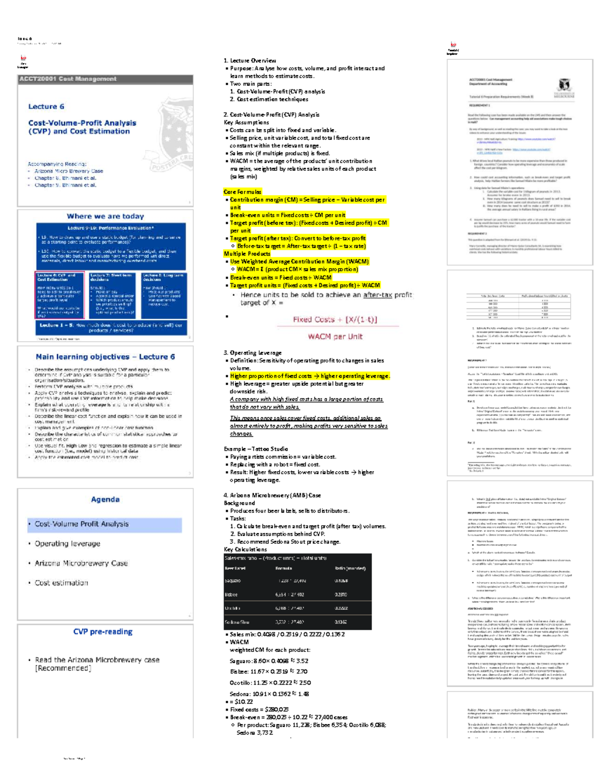 Topic 6: CVP Analysis & Cost Estimation Techniques - Tutorial 6 - Studocu