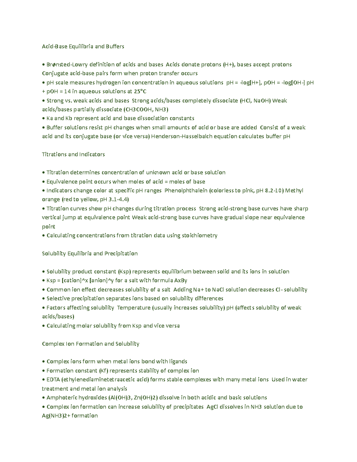 Unit 8 notes - online - Acid-Base Equilibria and Buffers Brønsted-Lowry ...