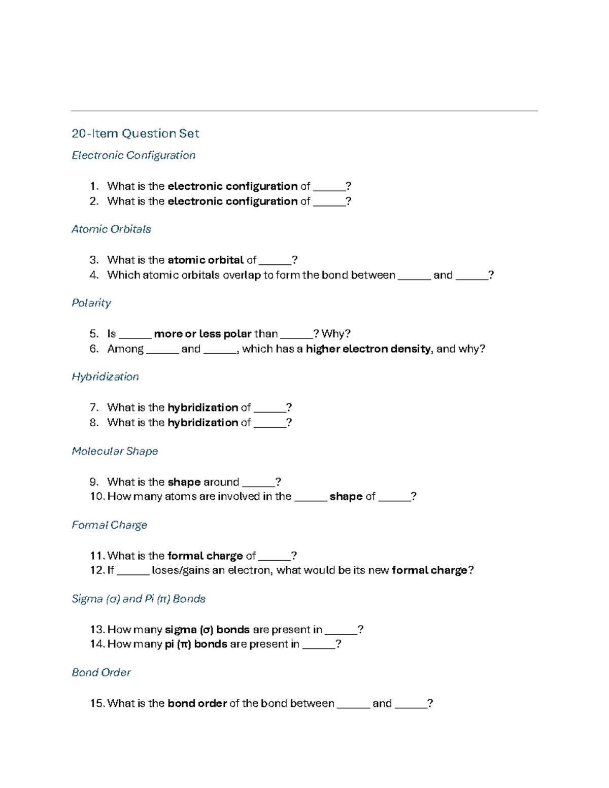 Organic Chemistry Practice Problems - Problem Set for OChem 101 - Studocu
