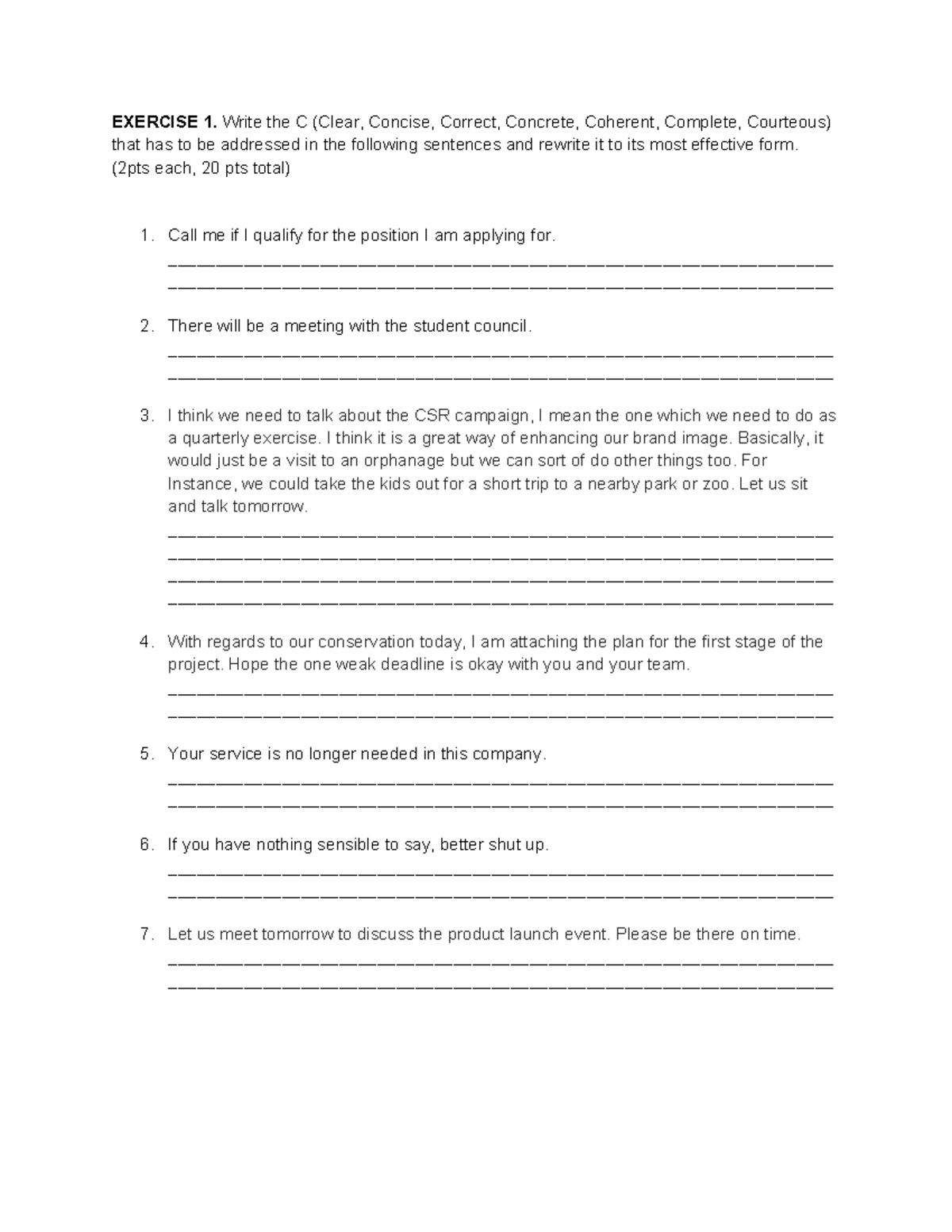 GEC-1-Activity: C Writing Exercise - Improving Clarity and Conciseness ...