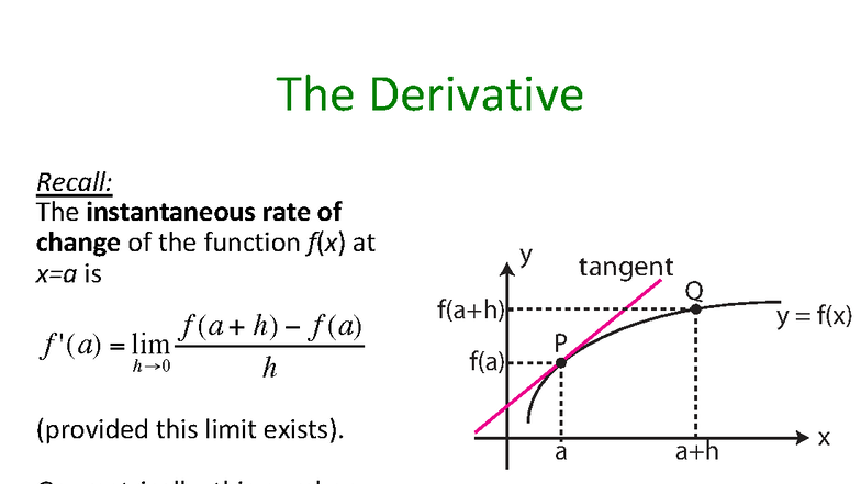 Calculus 101: Derivative Concepts and Examples - Studocu