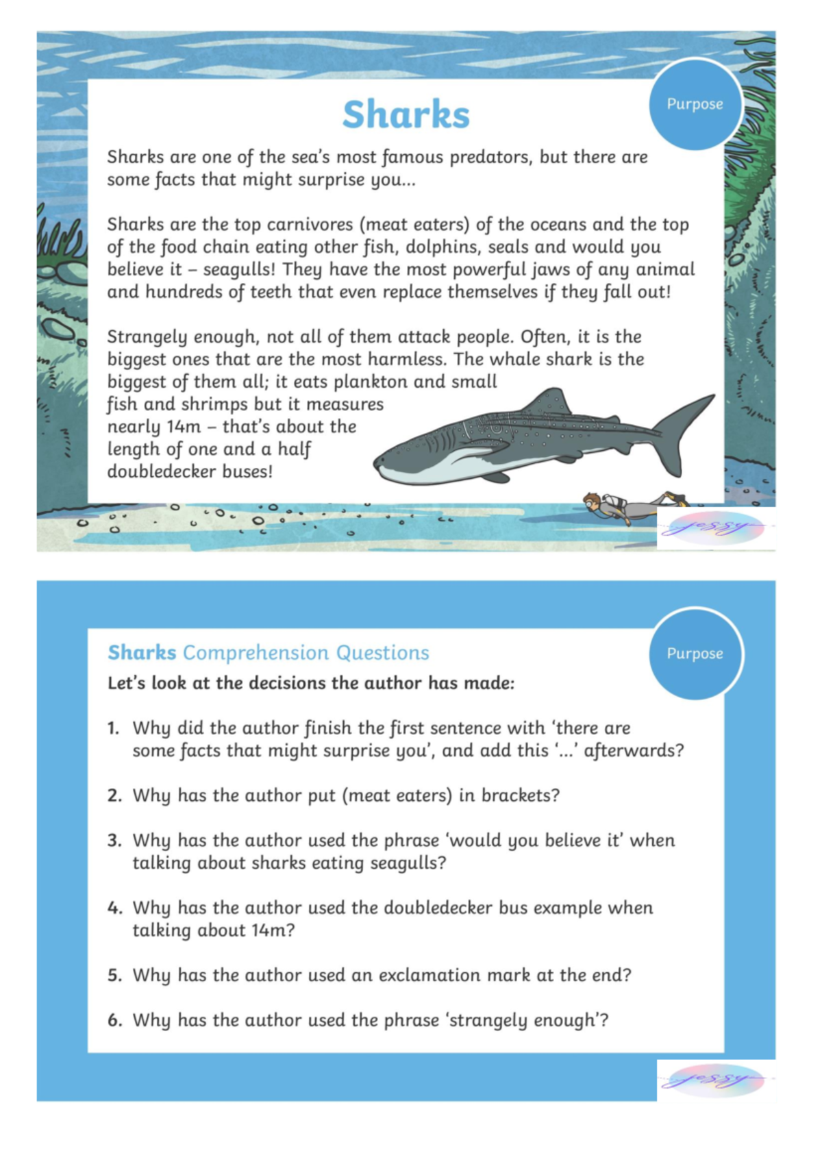 Reading Comprehension Skills Challenge: Understanding Sharks, UK ...