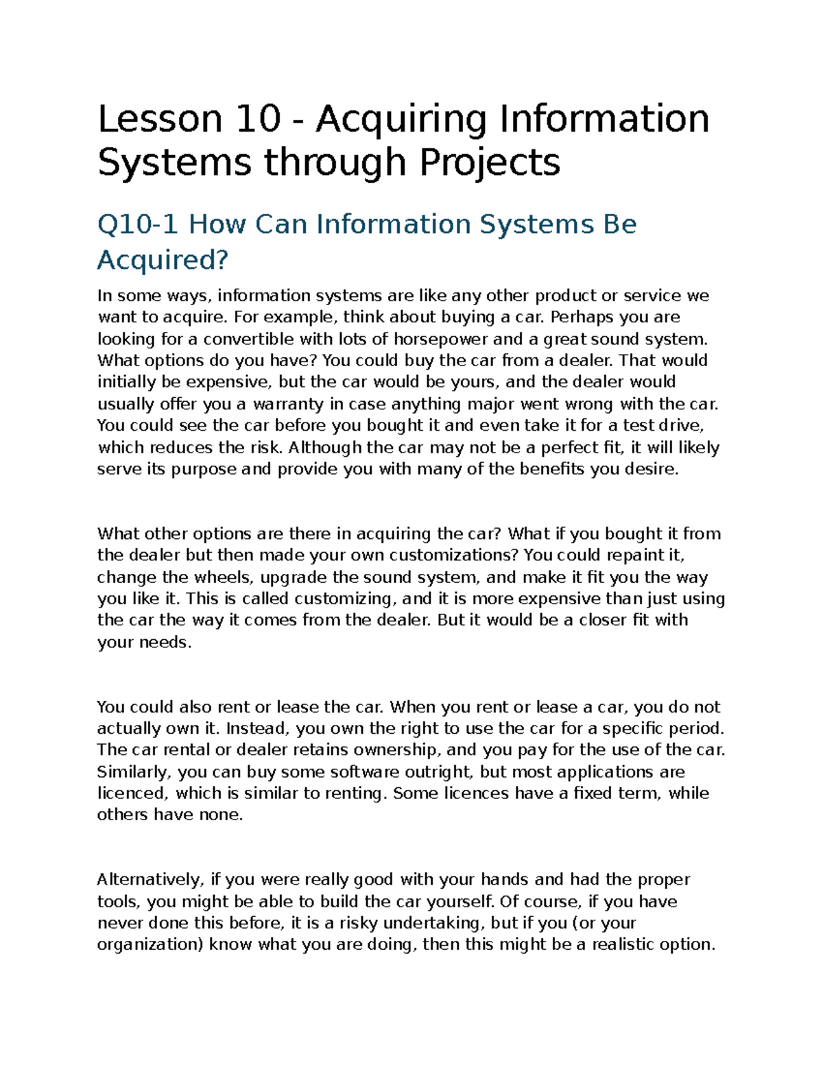Lesson 10: Acquiring Information Systems through Projects and PMBOK ...
