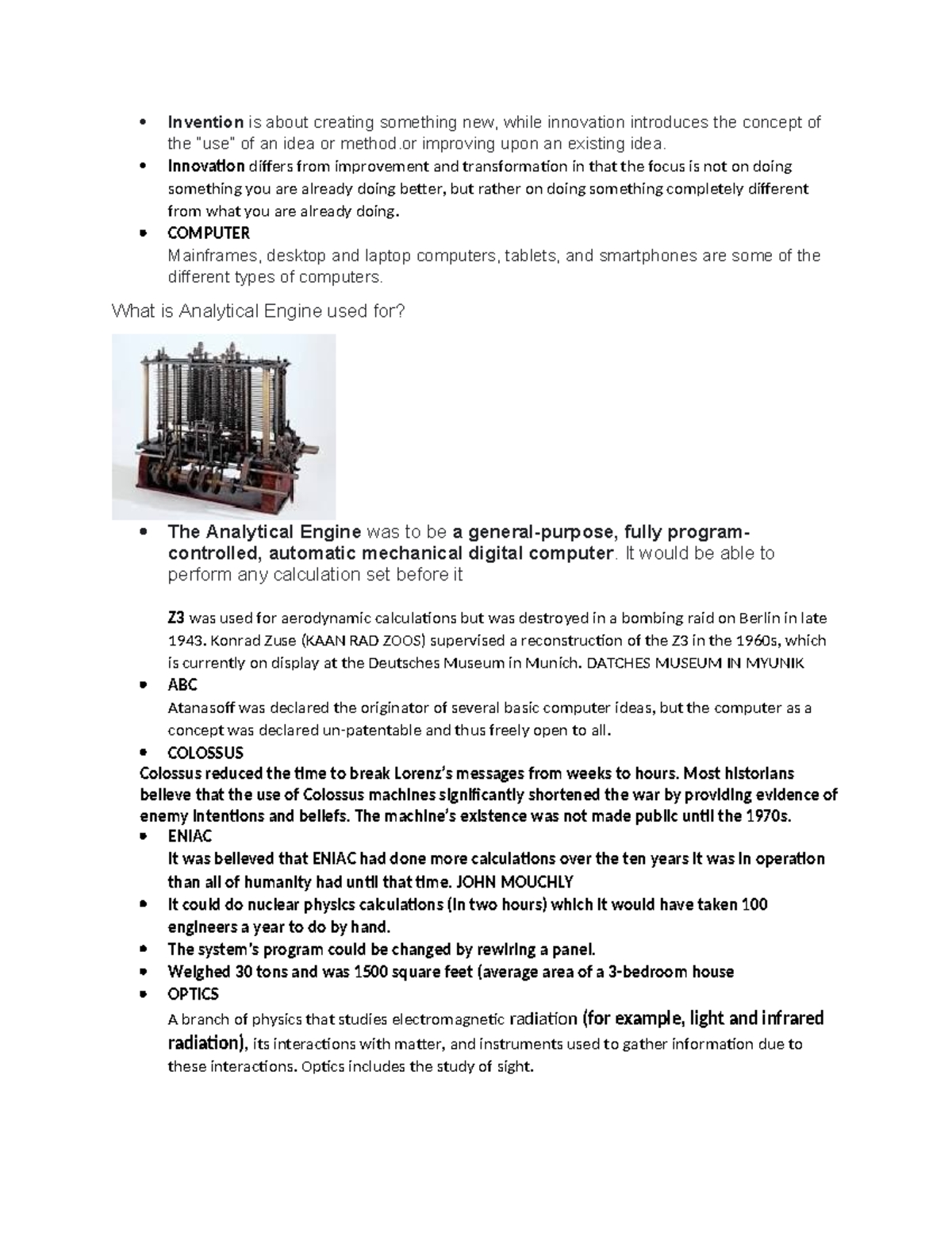 Report STS - Invention is about creating something new, while ...