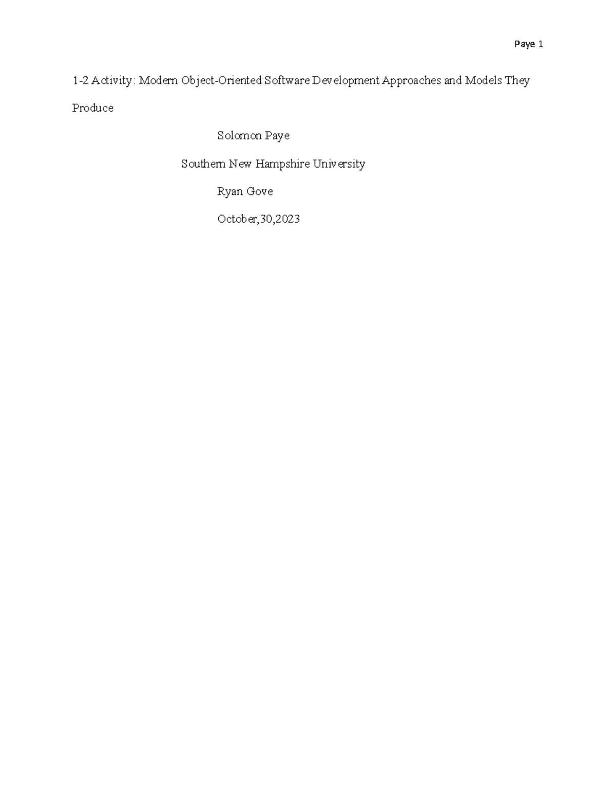 1-2 Activity: Modern Object-Oriented Software Dev Approaches & Models ...