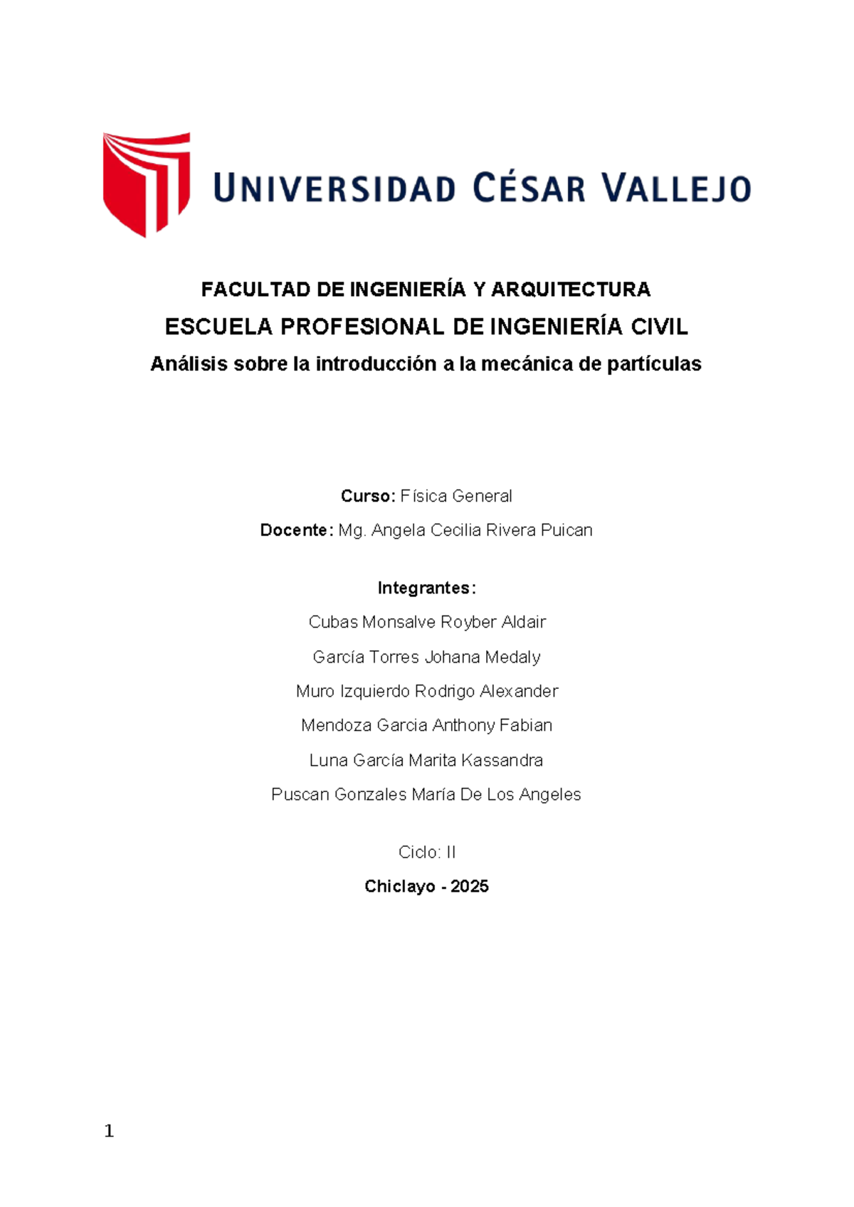 Análisis sobre la Introducción a la Mecánica de Partículas - Física ...