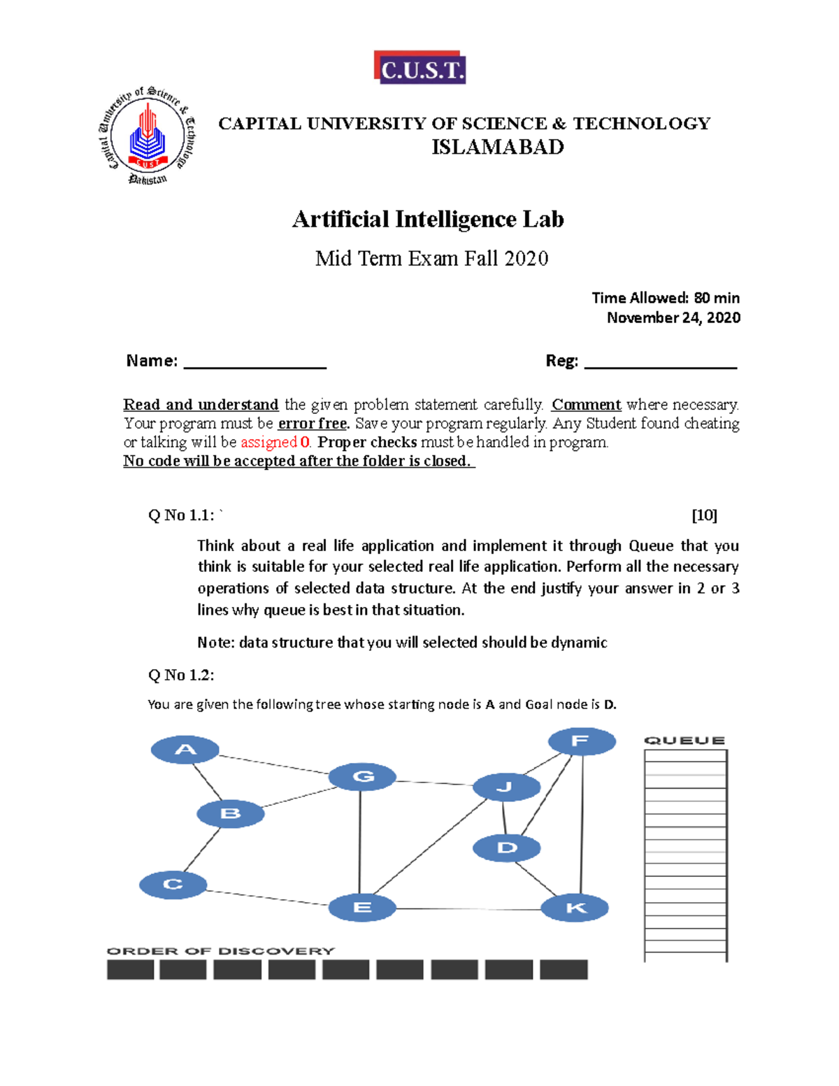 AI Lab midterm(B) - asd - Artificial Intelligence Lab Mid Term Exam ...