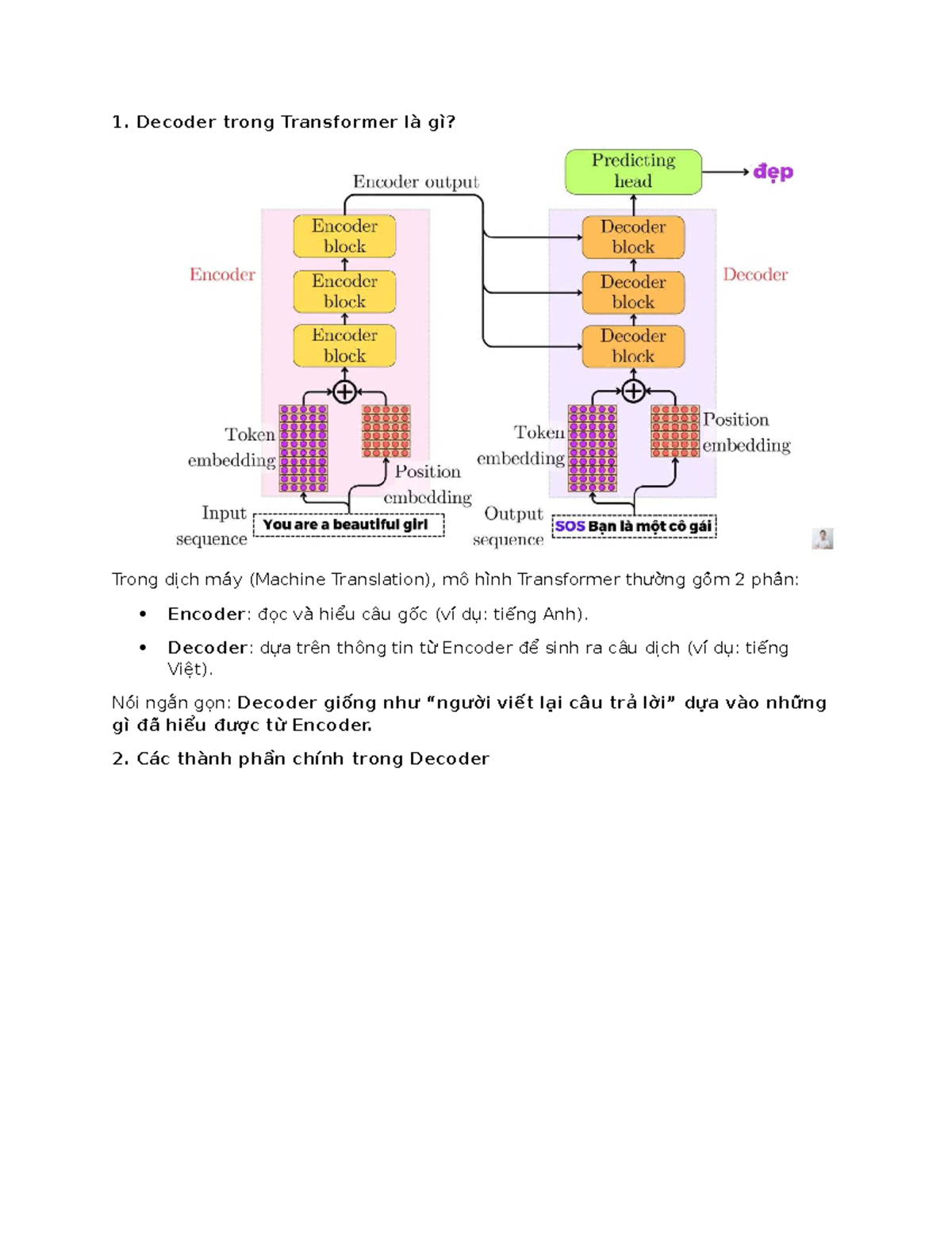 Decoder trong Transformer: Cấu trúc và Chức năng - Studocu
