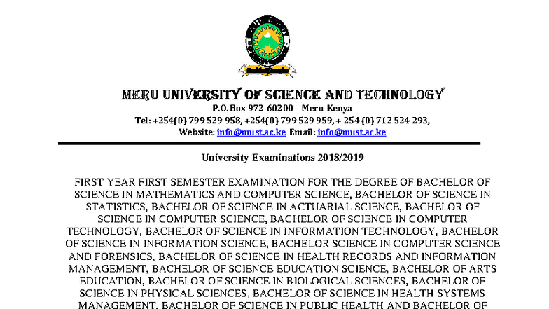 SMA 3110: Mathematics for Science - First Semester Exam Notes - Studocu